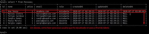 mover usuário desativado para o final da tabela orm com nodejs