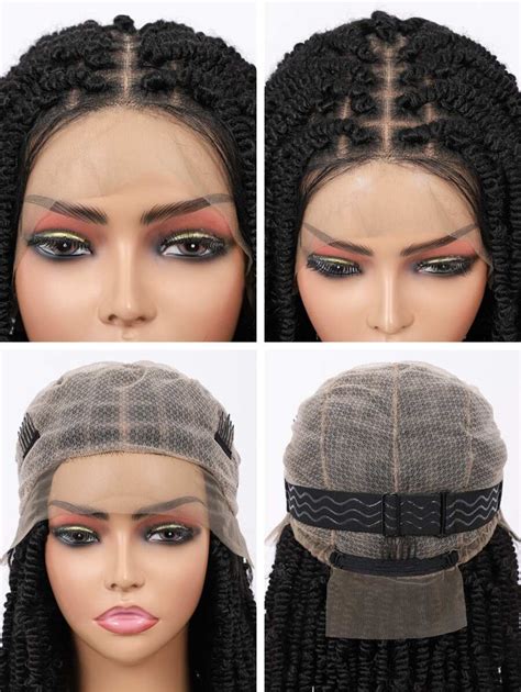 16 Inches Full Double Lace Braided Wigs Knotless Spring Twisted Braids