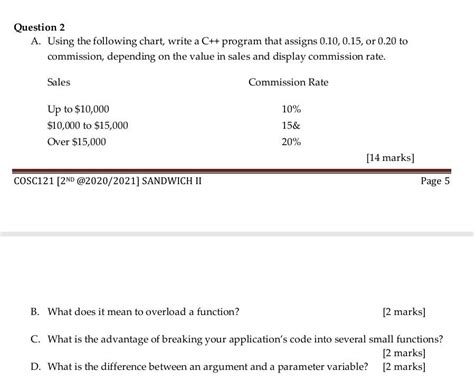Solved Question 2 A Using The Following Chart Write A C