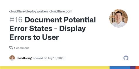 Document Potential Error States Display Errors To User · Issue 16 · Cloudflaredeployworkers