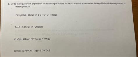 [solved] 1 Write The Equilibrium Expression For Following