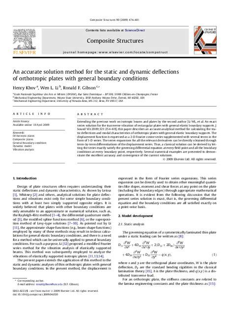 Pdf An Accurate Solution Method For The Static And Dynamic Deflections Of Orthotropic Plates