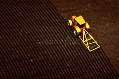 Tractor Plowed Empty Field Stock Illustration Illustration Of Arable