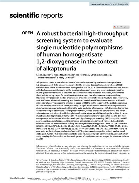 Pdf A Robust Bacterial High Throughput Screening System To Evaluate Single Nucleotide