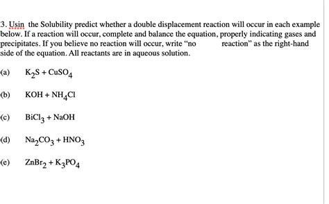 Single Displacement Reaction Examples