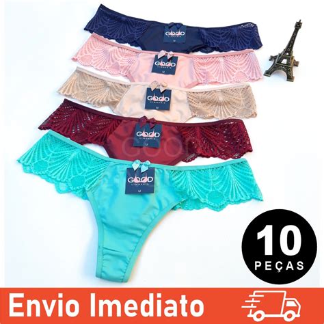 Kit 10 Calcinhas Lateral De Renda Lingerie Calcinha Feminina Shopee Brasil