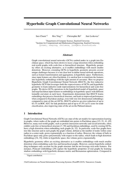 Hyperbolic Graph Convolutional Neural Networks Docslib