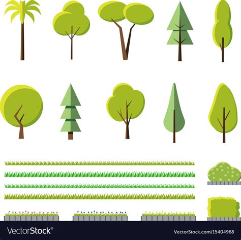 Flat Trees Set Royalty Free Vector Image VectorStock