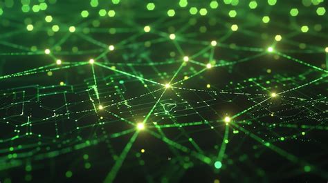 Premium Photo Glowing Green Circuit Board Glowing Green Dots Connected By Lines On A Black