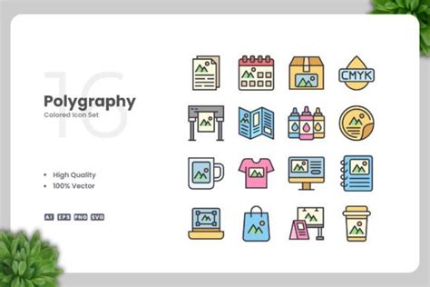 Polygraphy Colored Icons Graphic By Upnowgraphic · Creative Fabrica