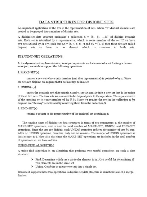 Data Structures For Disjoint Sets 1pdf Unit 4 Pdf Mathematical