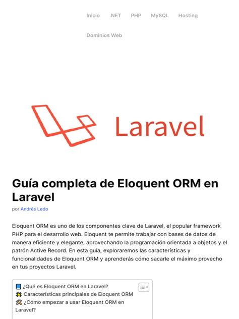 Guía Completa De Eloquent Orm En Laravel 【2024 Pdf Bases De Datos