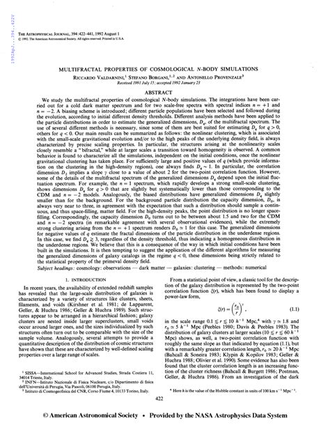 [pdf] Multifractal Properties Of Cosmological N Body Simulations