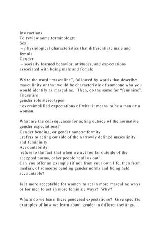 InstructionsTo Review Some TerminologySex Physiological C Docx