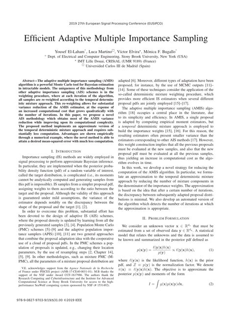 Pdf Efficient Adaptive Multiple Importance Sampling