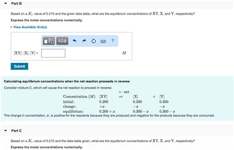 Solved Part B Based On A Ke Value Of 0210 And The Given