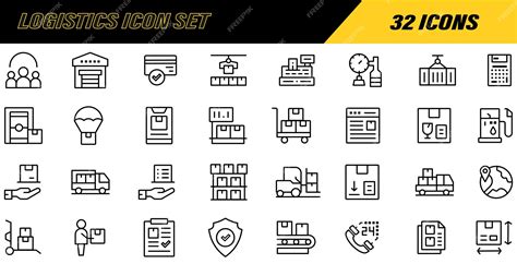 Premium Vector 32 Logistics Icons Delivery Line Icons Set Shipping Icon Collection Logistics
