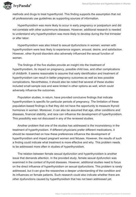 Sexual Dysfunction And Hyperthyroidism In Women 1490 Words Research