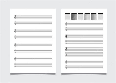 Premium Vector Grid Paper Music Notation And Tablature Template For Guitar A4 Size