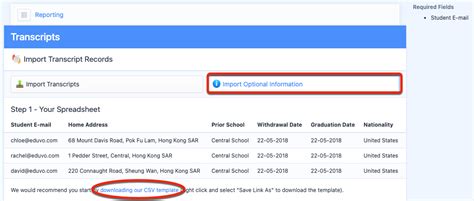 Importing Transcript Records Managebac