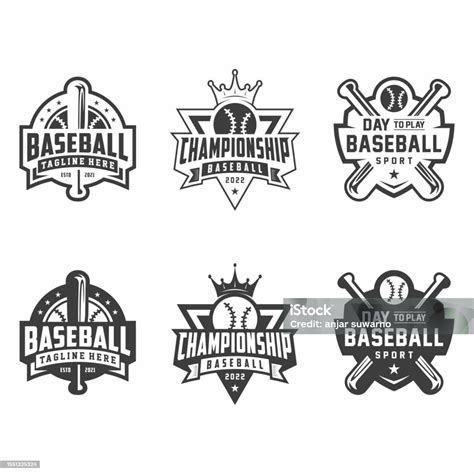 야구 엠블럼 아이콘 배지 라벨 및 디자인 요소 세트 그래픽 아트 벡터 그림 Championship에 대한 스톡 벡터 아트 및