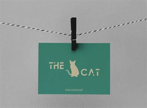 Download Free Card Clipped On Rope Mockup Psd Free Psd Mockups