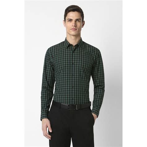 Buy Peter England Men Green Slim Fit Full Sleeves Formal Shirt Online