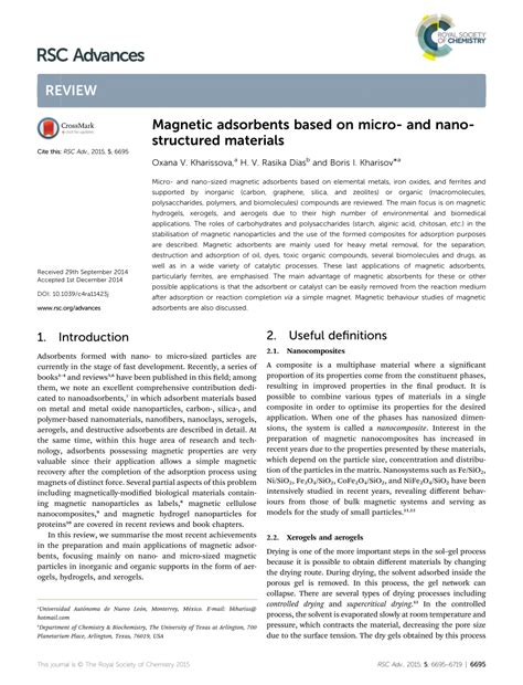 Pdf Magnetic Adsorbents Based On Micro And Nano Structured Materials