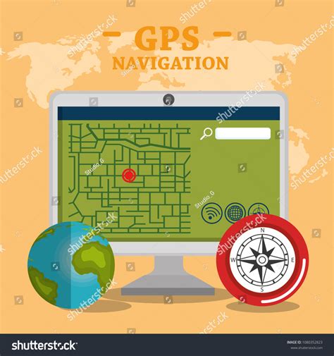 desktop computer gps navigation software stock vector royalty free