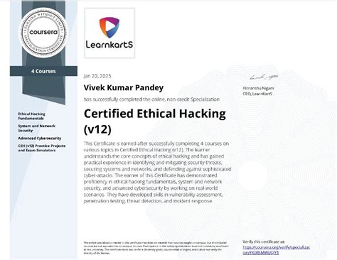 Vivek Kumar Pandey On Linkedin Cehv12 Cybersecurity Ethicalhacking