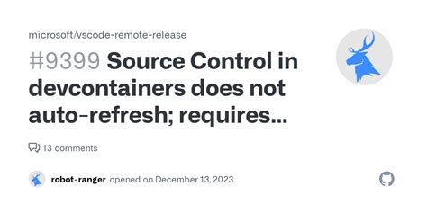Source Control In Devcontainers Does Not Auto Refresh Requires Manually Pressing Refresh Button