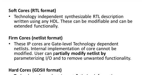 Asic System On Chip Vlsi Design Ip Core Types