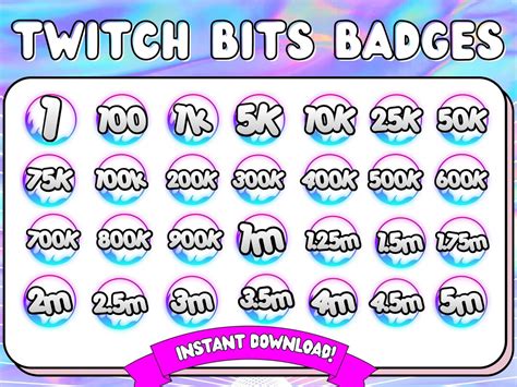 Twitch Bit Badges Twitch Bits Badges Twitch Tier Badges Twitch