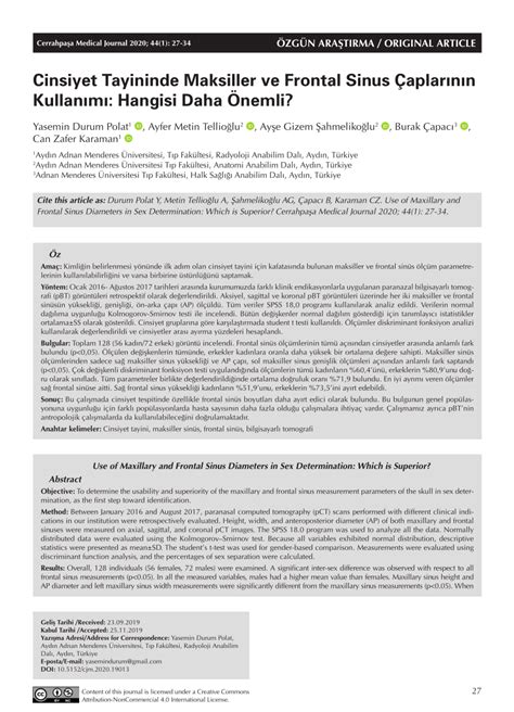 Pdf Use Of Maxillary And Frontal Sinus Diameters In Sex Determination Which Is Superior