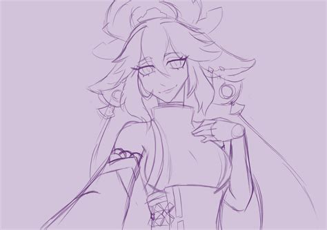 Yae Miko Sketch By Autumnalarts On Deviantart