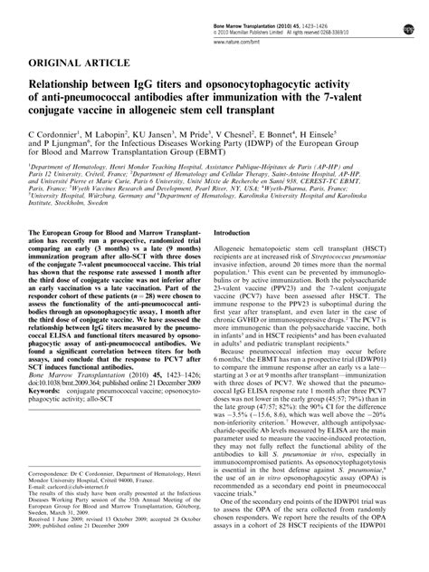 Pdf Relationship Between Igg Titers And Opsonocytophagocytic Activity