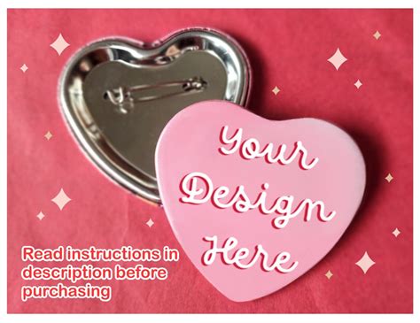 Custom Heart Pinback Button Personalized Design Optional Holographic