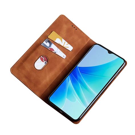 For Tcl 30z T602dl Skin Feel Magnetic Horizontal Flip Leather Phone Case Light Brown