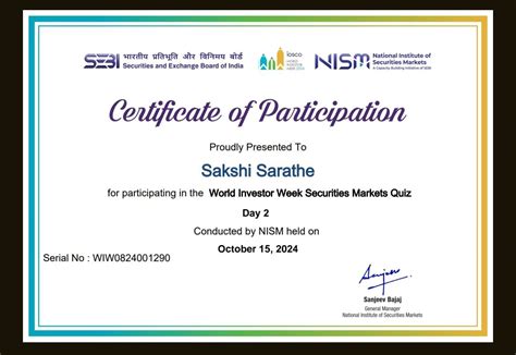 Sakshi Sarathe On Linkedin Nism Finaciallitercy Worldinvestorsweek Stockmarket