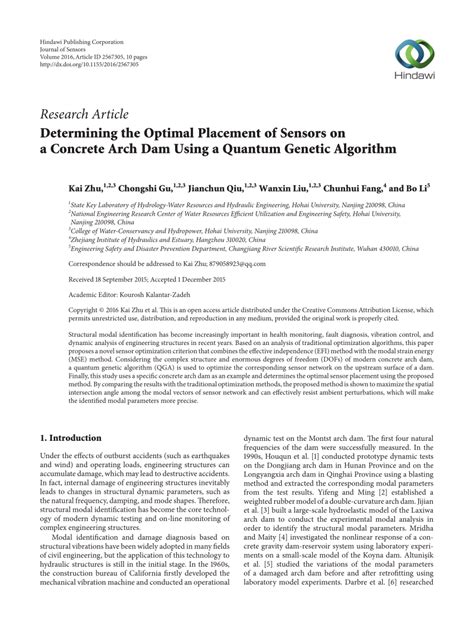 Pdf Determining The Optimal Placement Of Sensors On A Concrete Arch Dam Using A Quantum