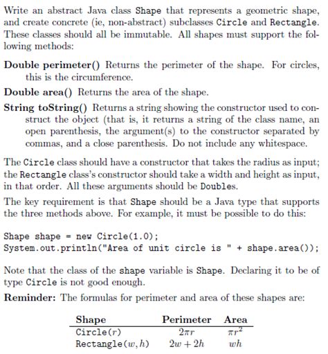 Solved Write An Abstract Java Class Shape That Represents A