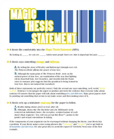 Thesis Statement Template 9 Free Pdf Word Documents Download