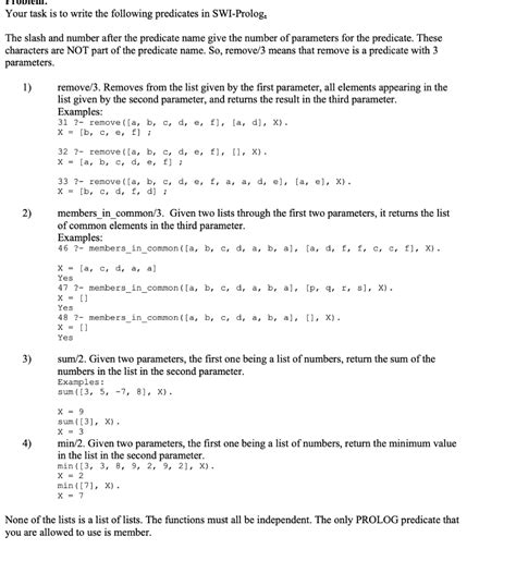 solved your task is to write the following predicates in