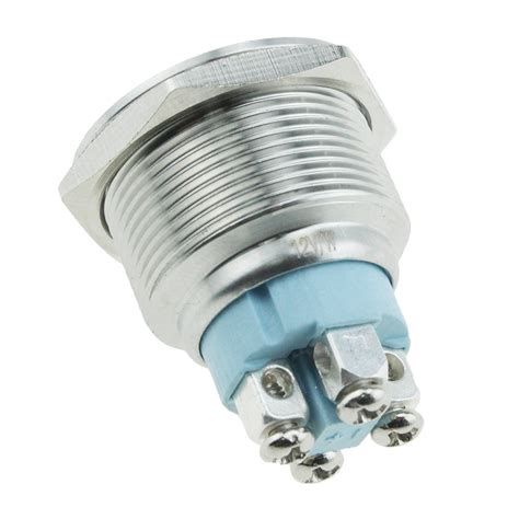 JS22F Flat Head White Ring Lamp Stainless Steel 22mm Metal Push Button Blue Metal Button China