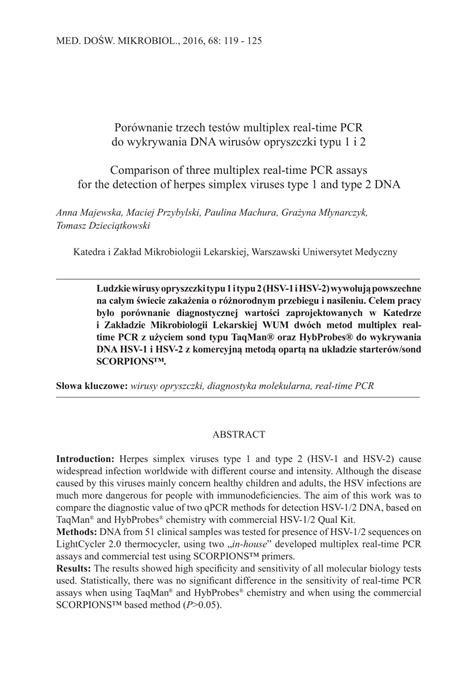 Pdf Comparison Of Three Multiplex Real Time Pcr Assays For The