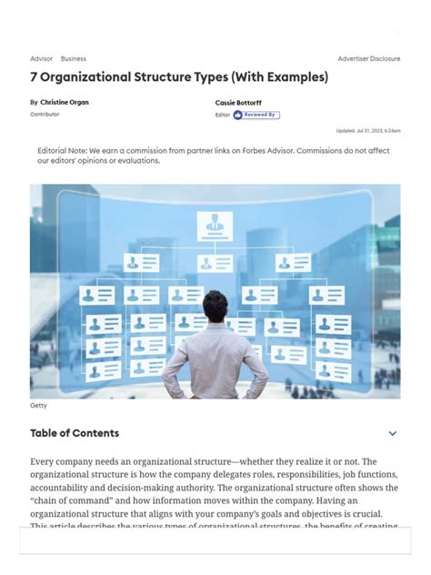 7 Organizational Structure Types With Examples Forbes Advisor Pdf