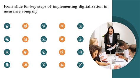 Icons Slide For Key Steps Of Implementing Digitalization In Insurance Company Ppt Example