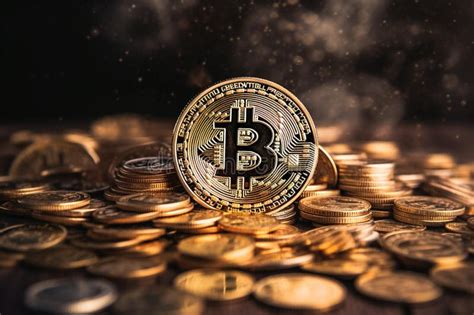 Ai Generated Illustration Of An Individual Golden Bitcoin Cryptocurrency Token Stock