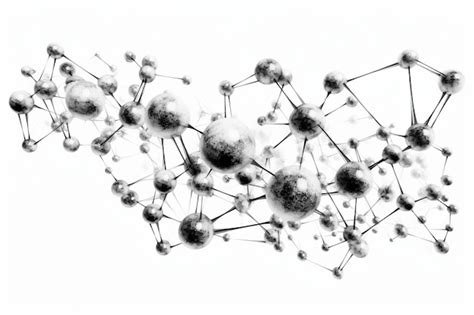 Abstract Futuristic Molecule Structure Black Line White Background Premium Ai Generated Image