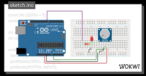 Fading Led Dengan Potensiometer Wokwi Esp32 Stm32 Arduino Simulator